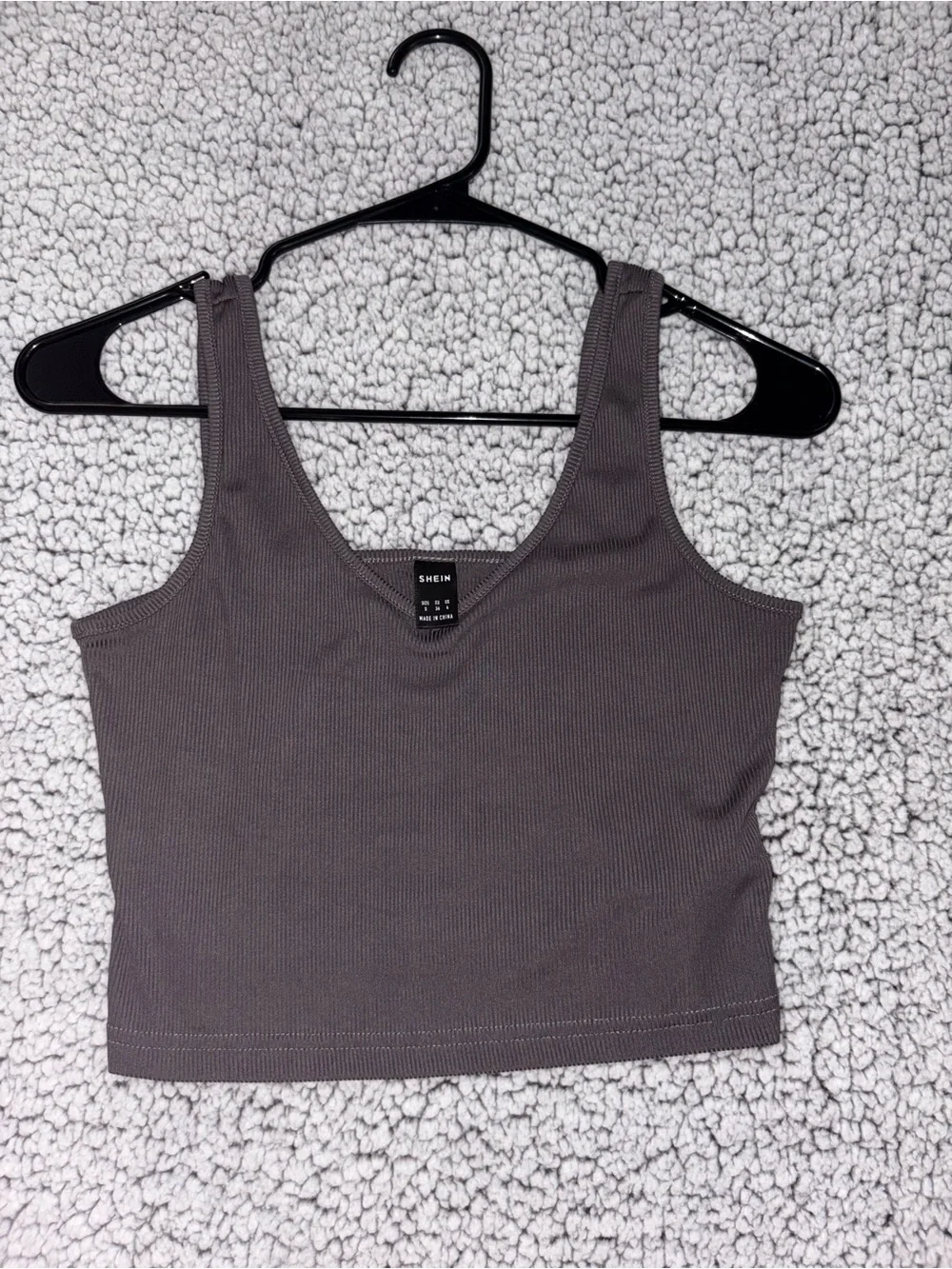 SHEIN | Tops | Shein Charcoal Ribbed Scoop Neck Crop Tank | Poshmark